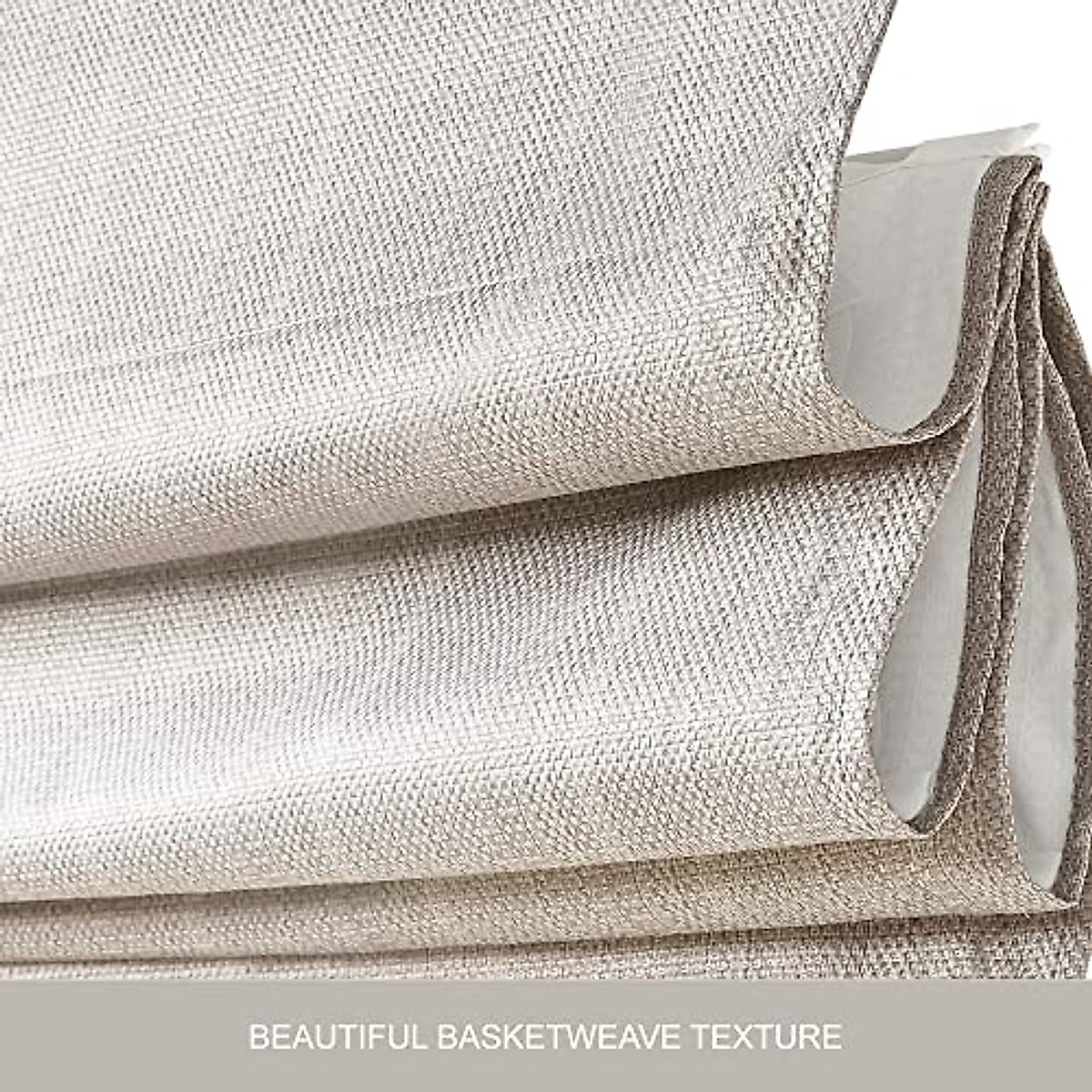 Madison Park Galen Cordless Roman Shades - Fabric Privacy Single Panel Darkening, Energy Efficient, Thermal Insulated Window Blind Treatment, for Bedroom, Living Room Decor, 31" x 64", Ivory