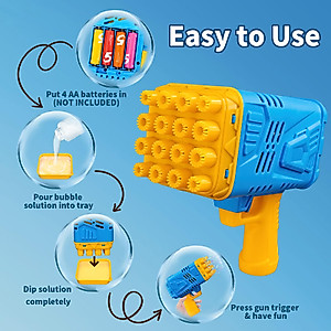 Bazooka Bubble Gun Toys for Ages 2-4 Toddlers|Mini Bubble Machine Gun Blaster Toys for Ages 5-7 Kids|Birthday Gifts for 6 8 9 3 Year Old Boys and Girls (Blue)