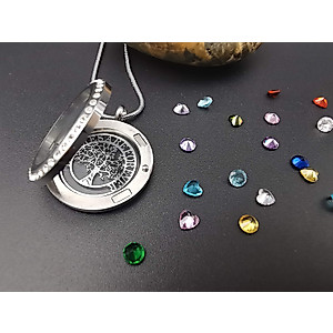 GOKING Famliy Tree of Life Necklace, Familes Are Forever Diy Family Charms Memory Floating Locket Pendant with 24 Birthstones for Mom Mother Mummy Grandma Nana Aunt Niece Women