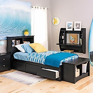 Prepac Wall Mounted Floating Desk with Storage in Black