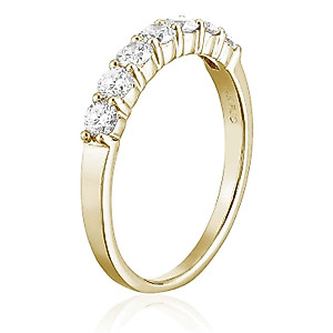 Vir Jewels 1/2 carat (ctw) Diamond Wedding Anniversary Band for Women, Round Diamond Engagement Ring 14K Yellow Gold Prong Set 0.50 cttw, Size 9