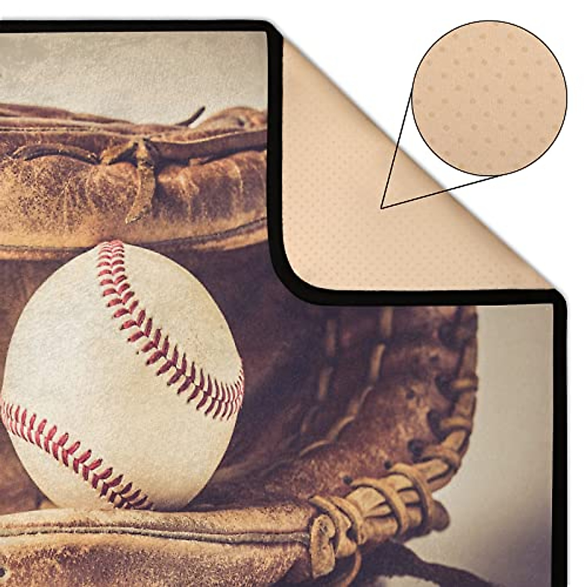 Area Rug Vintage Baseball Glove Floor Mat, Absorbent Entryway Doormats Non-Slip Washable Carpet, Indoor Throw Rug for Living Room Bathroom Home Nursery Decor 50x80in