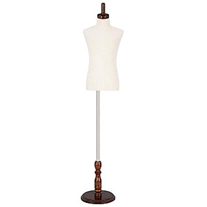 Bonnlo Upgraded Kid Dress Form, 5-6 years old, 7-8 years old, Toddler Mannequin Torse with Adjustable Rubber Wood Stand for Dress Jewelry Display (5-6 years old)