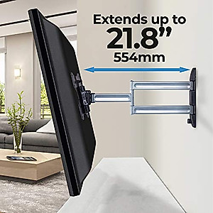 Amazon Basics Triple Arm Full Motion Articulating TV Wall Mount, fits TVs 23-50" up to 55lbs, Black