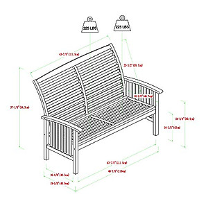Walker Edison AZOWCHAT3PCBR Castellina Modern 3-Piece Solid Acacia Wood Patio Chat Set, Brown