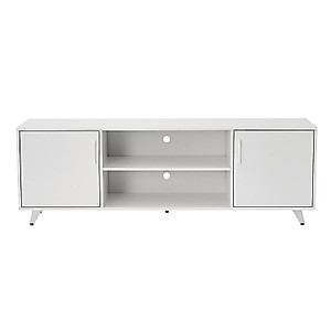 Panana TV Stand Television Stands TV Console Unit with Shelf and 2 Doors Storage Cabinets for Living Room Bedroom for TVs up to 70 Inches (White,62.99 inches)
