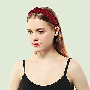 Gloppie Fashion Headbands Knotted Wide Headbands for Women Hair Accessories Workout Hairbands Top Knot Head Bands for Girls 3 Pack