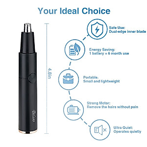 Nose and Hair Trimmer,2023 Professional Painless Nose Hair Removal Clipper for Men and Women,Electric Dual-Edge Stainless Steel Blades Mute Motor Facial Hair Trimmer Easy to Clean