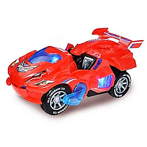 davidamy's gift Transforming Toy Dinosaur Cars, Dinosaur Car w/LED Light Sound, Aumatic Transformation Dinosaur Kids Toy (Red)