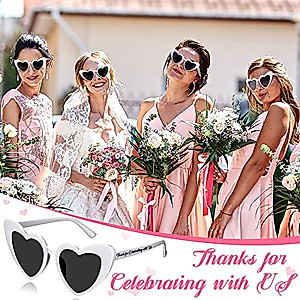 Vabean 50 Pcs Wedding Bridal Sunglasses Party Favors for Guests Bulk Heart Shaped Sunglasses Bachelorette Sunglasses Favors Gift (White)