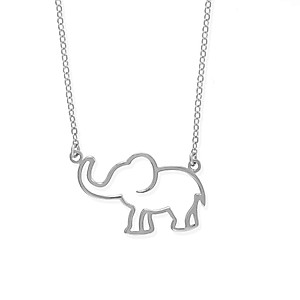Boma Jewelry Sterling Silver Open Elephant Outline Animal Pendant Necklace, 18 Inches