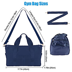 Weekender Bag Gym Bag Small for Men Women, UOIXPUHUO Waterproof Duffel Bag with Luggage Sleeve and Shoes Compartment, Lightweight Overnight Bag Workout Bag for Travel Sport (Blue)