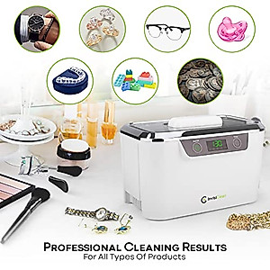 InvisiClean Professional Ultrasonic Cleaner Machine | Electronic Silver Jewelry Cleaner for Eyeglass/Dentures/Diamond Ring | Pro Elite Model with Stainless Steel Tank for Retainer