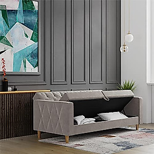 CosmoLiving by Cosmopolitan Liberty Futon with Storage, Light Gray