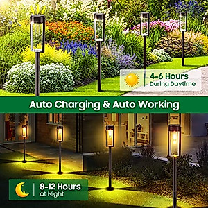BUCASA Solar Pathway Lights Outdoor 6 Pack, Upgraded Super Bright Up to 12 Hrs Long Lasting Solar Outdoor Lights, IP65 Waterproof Auto ON/Off Landscape Path Lights for Walkway Driveway Patio Yard