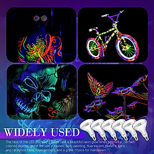 Qualirey 6 Pack Black Light Bulbs BR30 15W LED UV Blacklight Bulbs UVA Level 385-400nm E26 120W Equiv Black Light Flood Light for Glow in the Dark Halloween Party Body Paint Fluorescent Poster