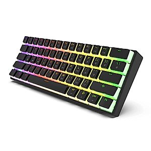GK GAMAKAY MK61 RGB Pudding Keyboard, 61 Keys Gateron Optical Switch PBT Pudding Keycaps, Hot Swap Backlit Ultra-Compact Wired Gaming Keyboard for Windows Mac PC Gamers (Yellow Switch V2, Black)