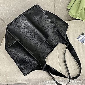 Casual Soft Large Capacity Tote Women Handbags Designer Metal Look Luxury Faux Leather Shoulder Bag Big Shopper Purses