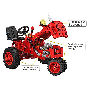 Gynthias 1/12 Classic Farm Tractor Toys Building Blocks Set Endless Fun for Kids with A Collection of Tractor Toys to Building Your Own 302Pcs Classic Red Farm Tractor