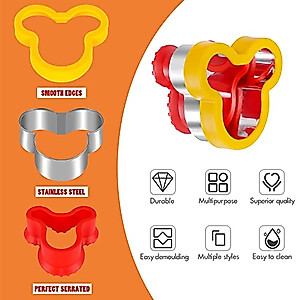 Sandwich Cutter and Sealer 12 Pcs - Fruit Vegetable Cutter Shapes - Bread Decruster Sandwich Pancake Uncrustables Maker DIY Cookie Cutters for Kids Lunch Bento Box - Heart Square Circle Mickey Mold
