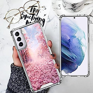 CHUANSHI Transparent Case for Samsung Galaxy S21+ Design Sakura Designer Art099 Pattern Ultra-Thin Non-Slip Four Corner Bumper Drop-Proof Shockproof Mobile Phone Case