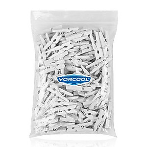 VORCOOL 100Pcs Mini Wooden Pegs Photo Paper Craft Clips Laundry Clothespins White