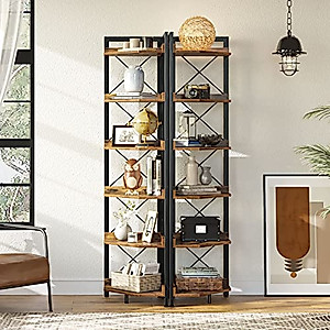 Rolanstar Corner Shelf, 6 Tier Book Shelf Display Shelves, Corner Ladder Shelf Plant Stand for Living Room, Kitchen, Balcony, Small Space, Rustic Brown