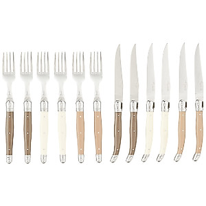 Jean Dubost Laguiole 12-Piece Knife Set, Linen, JD93232