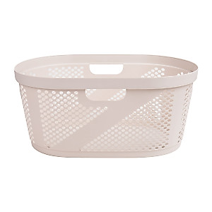 Mind Reader 40L Laundry Basket, Clothes Hamper, Ventilated, Plastic, 23"L x 14.5"W x 10.5"H, Set of 2, Ivory