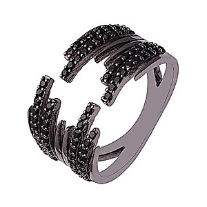 Eternity Open Wrap 925 silver Black Spinel Ring Cocktail Statement (7)