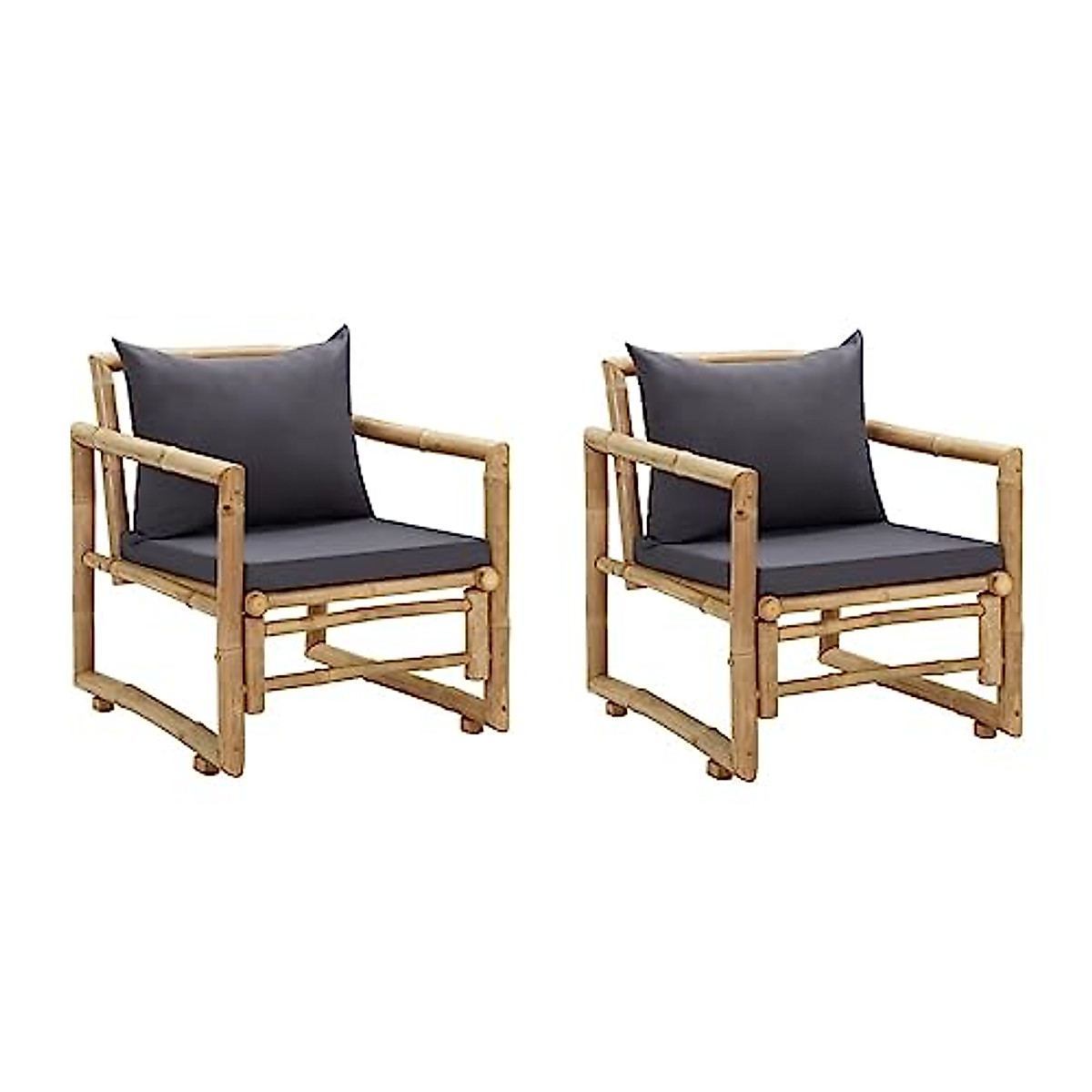 Patio Chairs with Cushions 2 pcs Bamboo Chairs Built for Outdoor Living Perfect Spot for Your Sunset