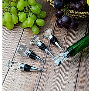 Crystal Wine and Beverage Bottle Stopper Corks for Wine, Made of Zinc Alloy and Glass, Decorative and Reusable Diamond Plug with Gift Box, Multi-Option (2pcs Crystal)