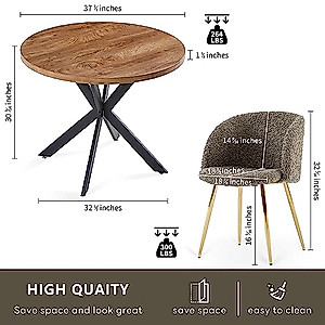 Homedot Chic Dining Table Set for 4, 5-Piece Kitchen Table and Chairs for 4 Person, Modern Imitation Wood Dining Room Table & 4 Upholstered Chairs, Kitchen Table Set for Small Spaces, Breakfast Nook