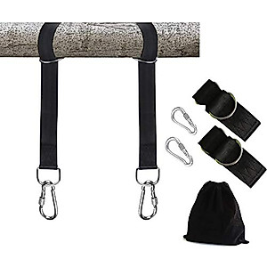 The Tree Swing Hanging Kit Holds 2100lbs, Easy & Fast Swing Hanger Installation to Tree- 4 Strap & Snap Carabiner Hook, Perfect for Swings, Hammocks & Anything Else - 100% Weather/Waterproof (4pcs)