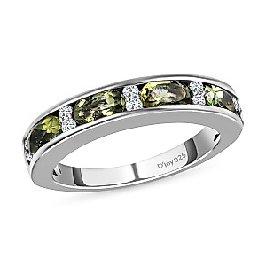 Shop LC Moldavite Zircon Eternity Ring 925 Sterling Silver Wedding Band for Women Jewelry Bridesmaid Gifts for Women Size 8 Ct 0.8 Birthday Gifts