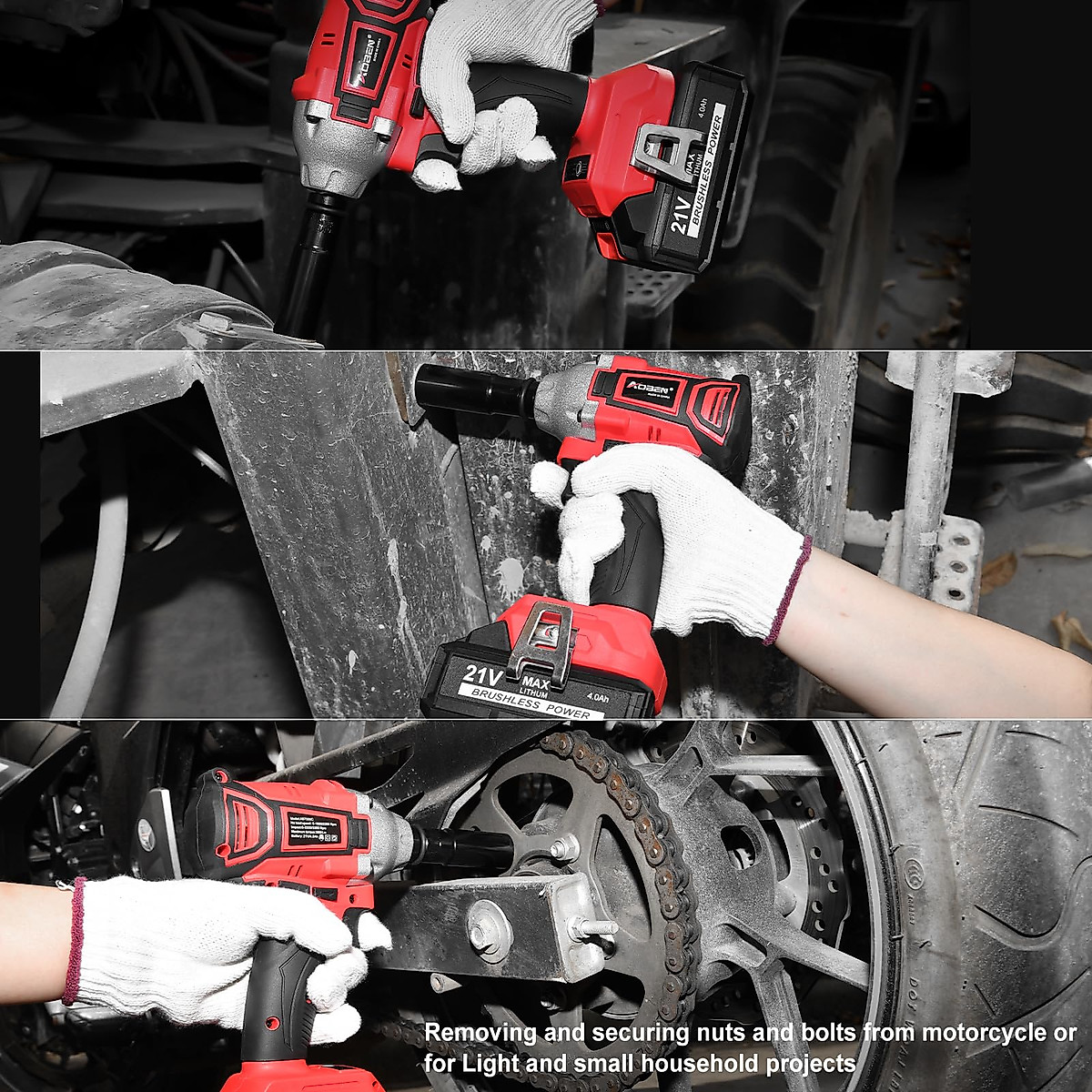 AOBEN Cordless Impact Wrench 1/2 inch,21V 300N.m Brushless Impact Gun with 2X 4.0Ah Battery,Charger & 6 Sockets,Electric Impact Wrench for Car Home (2 battery) Visit the Store