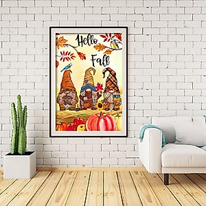 FQOVKYN Fall Gnomes Diamond Art Painting Kits for Adults - Autumn Full Drill Diamond Dots Paintings for Beginners, Round 5D Paint with Diamonds Gem Art Painting Kits DIY Adult Crafts 12x16inch