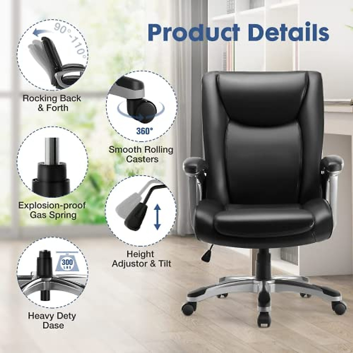 OLIXIS Home Office Computer Desk Chair, Dark Black