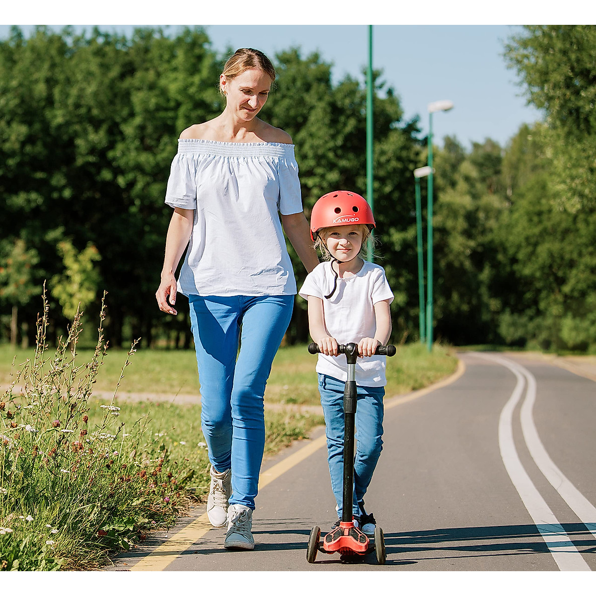 KAMUGO Kids Bike Helmet, Toddler Adjustable Helmet for Ages 2-14 Kids Boys Girls Multi-Sport Helmet for Skateboard Roller Skateing Bicycle Scooter Blance Bike