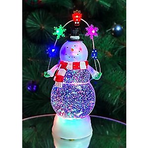 Christmas Tabletop Decor, Snow Globe Water Spinning LED Lighted Snowman, Battery Operated (not Included) (9.7" H x 3.9" W x 4.7" D) by Moments in Time