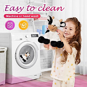 SpecialYou Dairy Cow Stuffed Animal Adorable Soft Plush Farm Animal Toy Great Birthday, White&Black, 11 inches (Lying Cow)