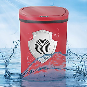 Trash Can 13 Gallon Automatic Kitchen Garbage Can Touch Free Stainless Steel Kitchen Trash Can with Lid, 50L High Capacity Electronic Touchless Sensor Trash Bin Garbage Bin Waste Bin, Red