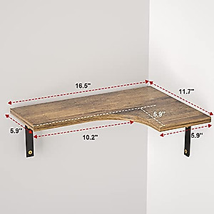 Audessy Corner Floating Shelves, Wall Shelf Set of 4, Rustic Wood Hanging Shelves for Bedroom, Living Room, Bathroom, Kitchen