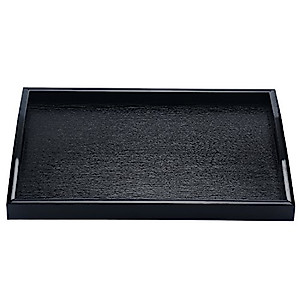 JPCRAFT Rectangle Wooden Serving Tray Breakfast Tray with Handles, Black, 15.75 by 11-Inch