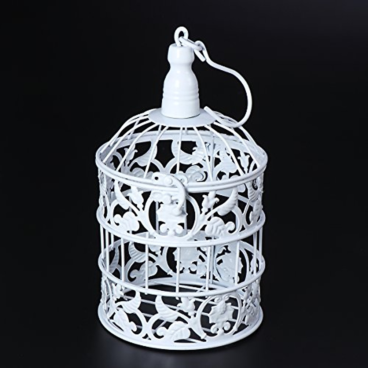 UEETEK Decorative Metal Bird Cage Home Hanging Ornament for Wedding Party Decoration (White)