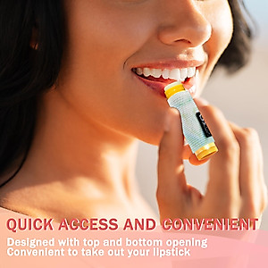 WK IEASON - Lip Balm Holder Keychain Clip On Lipstick Sleeve Chapstick Sleeve Holder Keychain (Leox3)