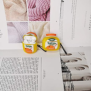 Compatible with Orange Bottle AirPods Case 1/2, Kids Teens Girls Boys Women Silicone Skin for Tropicana AirPod Case, Funny Kawaii Cartoon 3D Cute for Tropicana Orange Juice Bottle AirPods Case 1/2