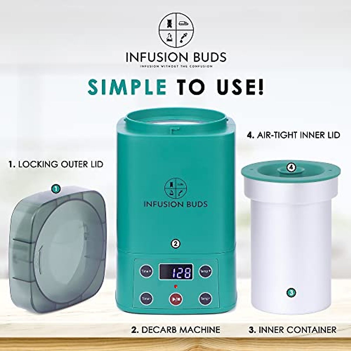 Decarboxylator Machine For Herbs- Decarb Box with Smell Proof Canister. Decarb Machine Magically Activates Herbs for Infusion of Butters, OIls and Tinctures - Odorless and Easy To Use- eBook Included!