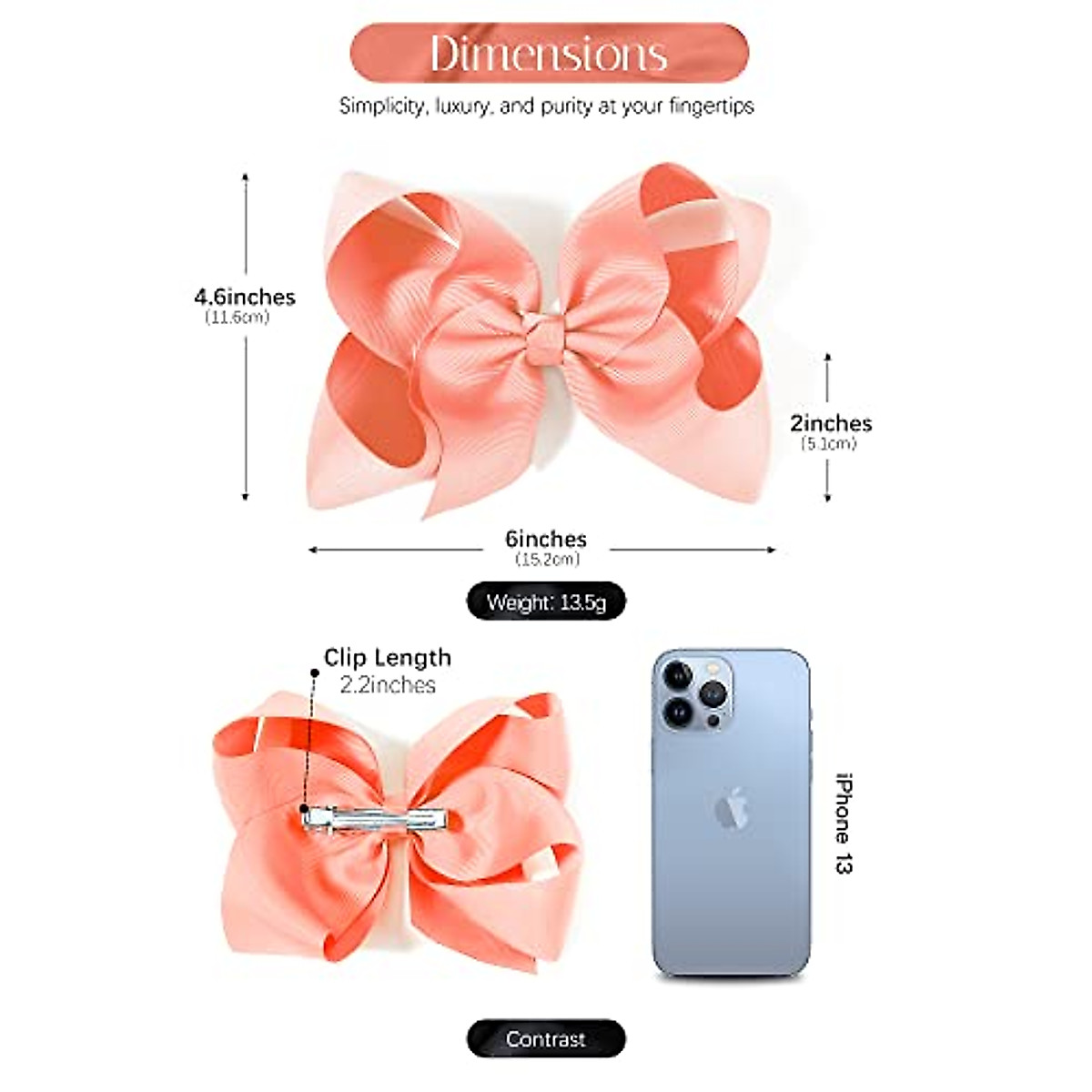 Choicbaby 28pcs 6 Inches Grosgrain Ribbon Hair Bows Large Hair Bows Alligator Clips Hair Accessories for Baby Girls Toddlers Teens