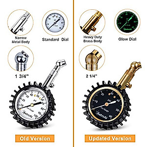 AstroAI Tire Pressure Gauge 60 PSI, Large 2" Easy Read Glow Dial Tire Gauge, Certified ANSI B40.1 Accurate, Compatabile for Bicycle, Car, SUV, Truck & Motorcycle
